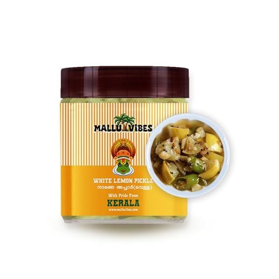 Mallu Vibes Homemade Kerala White Lemon Pickle (Velutha Naranga Achar)